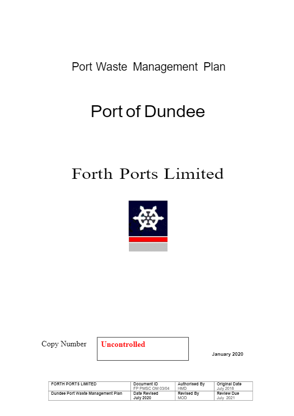 Dundee Port Waste Management Plan | Forth Ports